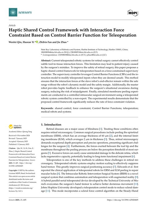 Pdf Haptic Shared Control Framework With Interaction Force Constraint