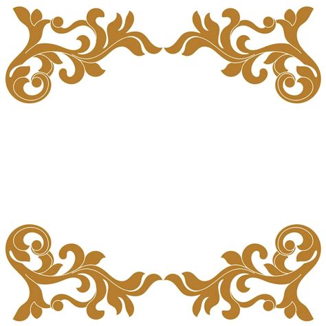 고풍스러운 바로크 스타일 장식의 복고풍 장식 패턴이 있는 골든 빈티지 테두리 프레임 조각 프리미엄 벡터