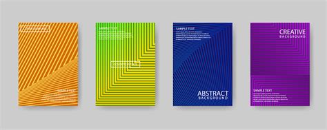 최소한의 기업 커버 디자인 세트 요소 포스터 플래 카드 카탈로그 배너 전단지 등을 사용하기위한 추상적 인 기하학적 선 패턴이있는 현대 배경 컬렉션 화려한 줄무늬 그라디언트