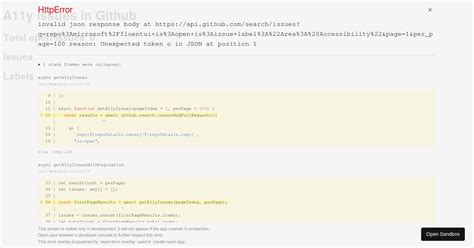 GITHUB A11Y DASHBOARD Codesandbox