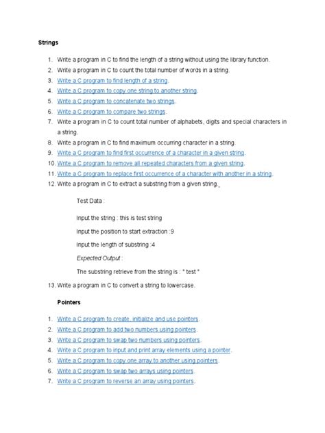 C Strings And Pointers Programming Exercises Pdf