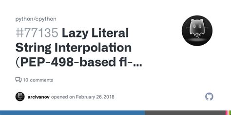 Lazy Literal String Interpolation Pep 498 Based Fl Strings · Issue