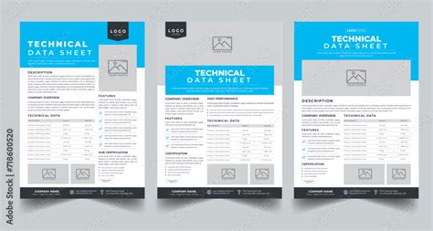 Technical Data Sheet Layout Template Design Stock Vector Adobe Stock