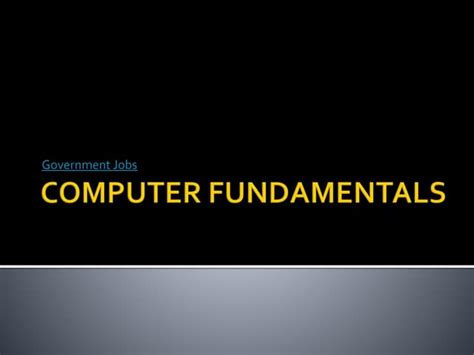 Computer Fundamentals Ppt