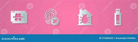 Set Paper Cut Browser Incognito Window Cancelled Fingerprint House System Bug And Usb Flash