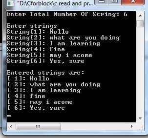 Program To Create And Print An Array Of String In C Codeforcoding