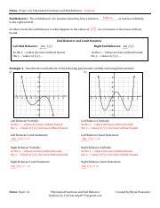 Notes Key Topic Polynomial Functions And End Behavior AP PC Pdf Topic Polynomial