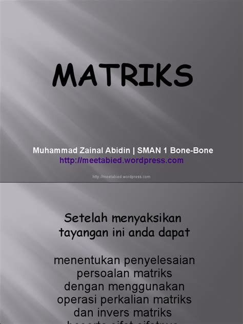 Pdf Presentasi Matematika Kelas Xii Matriks Dokumen Tips