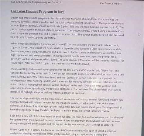 Solved Car Loan Finance Program In Java Design And Create A