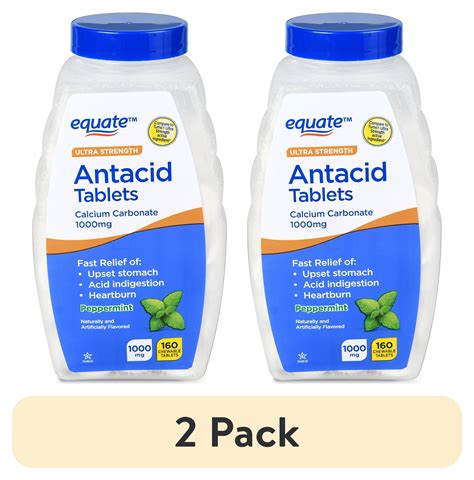 2 Pack Equate Ultra Strength Antacid Peppermint Chewable Tablets