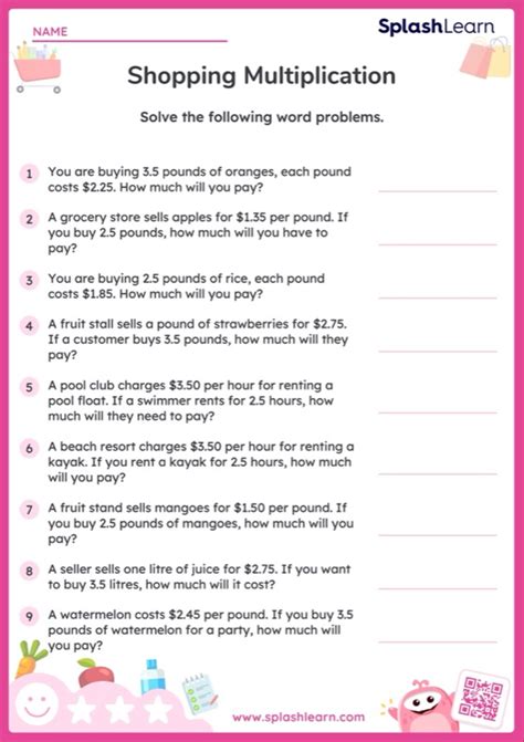 Decimal Multiplication Word Problems Worksheets Free And Printable
