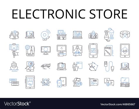 Electronic Store Line Icons Collection Gadget Vector Image