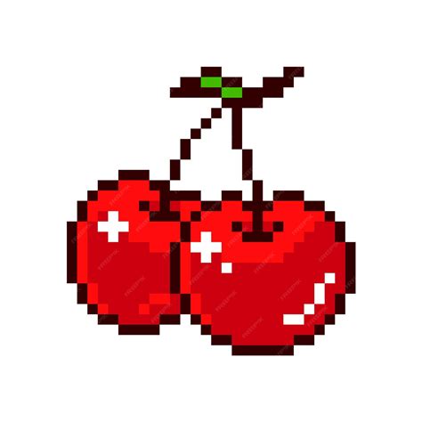 8 битовая красная вишня векторная иллюстрация Премиум векторы