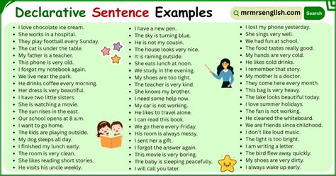100 Examples Of Declarative Sentences In English With Pictures Mr Mrs English