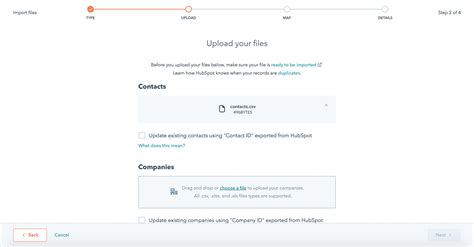 how to import contacts and companies with multiple branches to hubspot