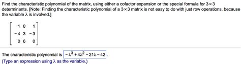 Solved Find The Characteristic Polynomial Of The Matrix