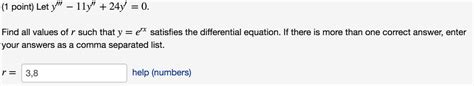 solved 1 point let y 11 y 24 0 find all values of