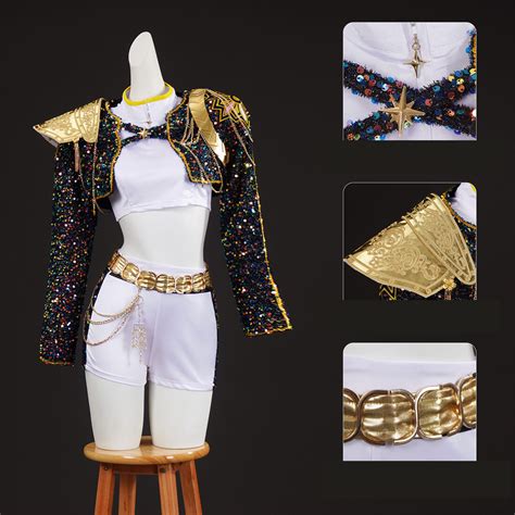Rumi Golden Kpop Demon Hunters Cosplay Kpop Black Golden Dance Outfit