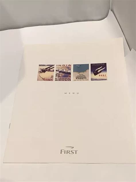 British Airways First Class Menu Ba284 286 Sfo Lhr Dinner And Breakfast Mar 2004 £12 50