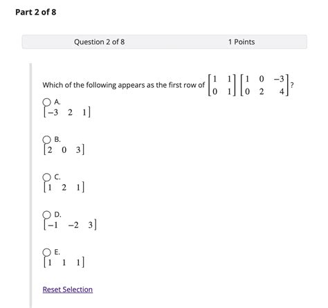 solved part 2 of 8 question 2 of 8 1 points which of the