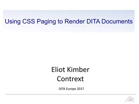 Using Css Paging To Render Dita Documents Ppt