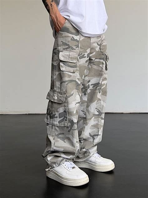 Mens Gray Camo Straight Leg Cargo Pants Mens Camo Cargo Pants Camo