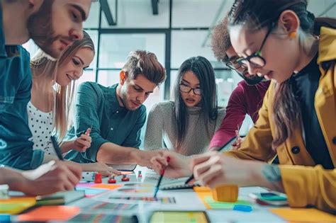 Multiracial Creative Team Brainstorming Mobile App Design In Office