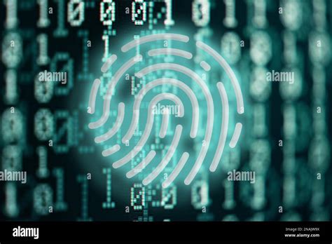 Glowing Fingerprint Symbol Against Binary Code Digital Background