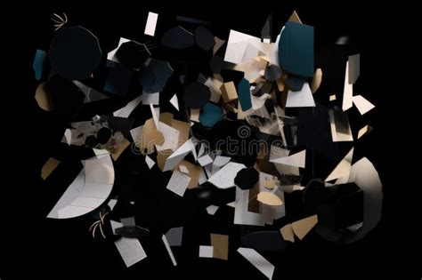 Deconstructed And Fragmented Shapes On A Black Background Stock Illustration Illustration Of