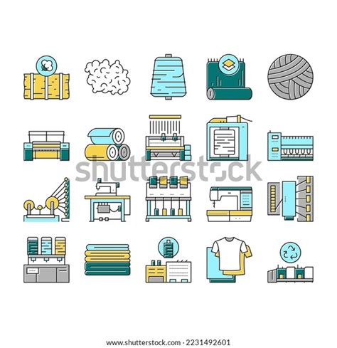 Textile Production Collection Icons Set Vector Stock Vector Royalty Free 2231492601 Shutterstock