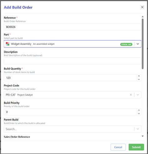 Build Order Example Inventree Documentation