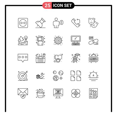 Set Of 25 Modern Ui Icons Symbols Signs For Theater Masks Body Acting Call Editable Vector