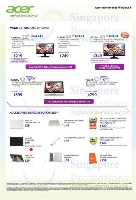 Monitors H226HQL, H236HL, G276HL, T232HL, T272HL » (EXPIRED) Acer ...