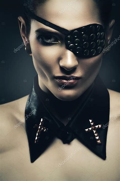 Photography Sensual Eye Sexy Woman With Eye Patch And Collar Stock Photo Alexannabuts