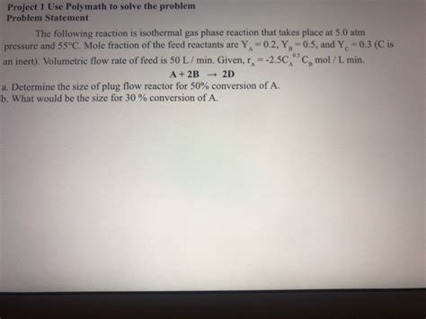 solved project 1 use polymath to solve the problem problem