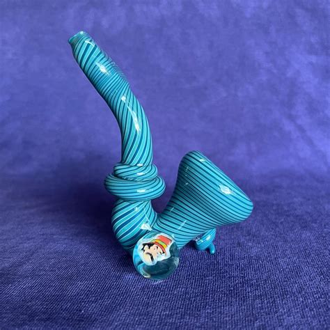 5” Blue Striped Sherlock With Cheech Marble Happy Trails Inc And Joes Smoke Shop