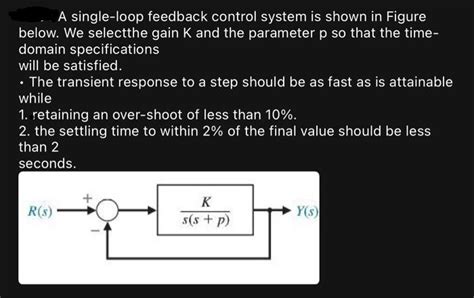 Solved A Single Loop Feedback Control System Is Shown In Chegg