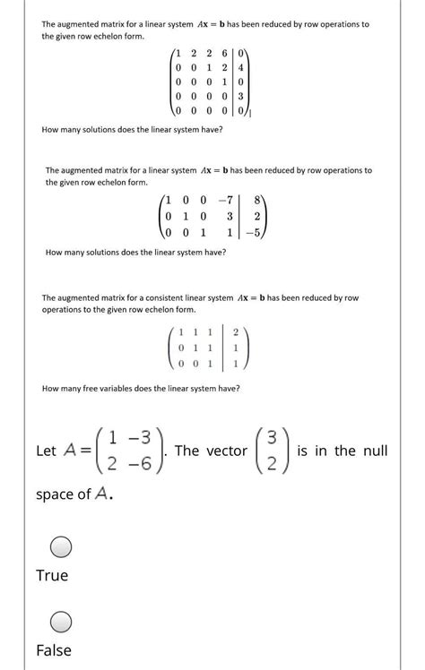 Solved The Augmented Matrix For A Linear System Ax B Has