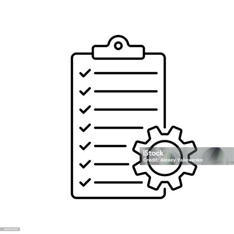 기어 아이콘이 있는 체크리스트 소프트웨어 개발 기술 지원 체크 리스트 아이콘입니다 관리 개념입니다 격리된 배경의 벡터입니다 Eps 10 0명에 대한 스톡 벡터 아트 및 기타