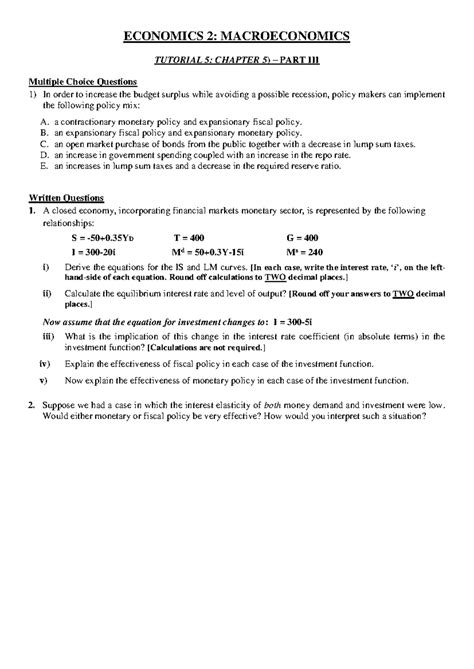 macro tutorial 5 chapter 5 part 3 economics 2 macroeconomics