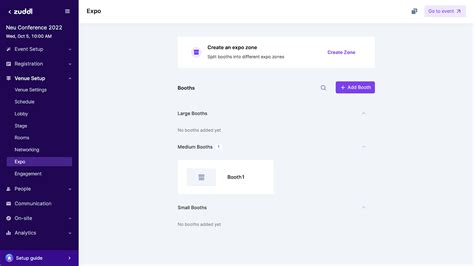 how to set up a booth for a virtual event in zuddl