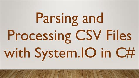 parsing and processing csv files with system io in c youtube