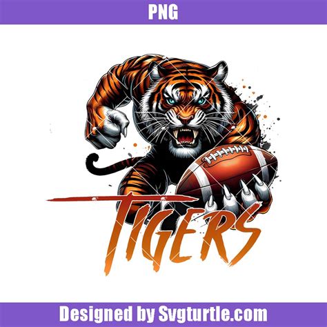 Tigers Football Svg School Mascot Svg Tiger Head Svg Football Cut File