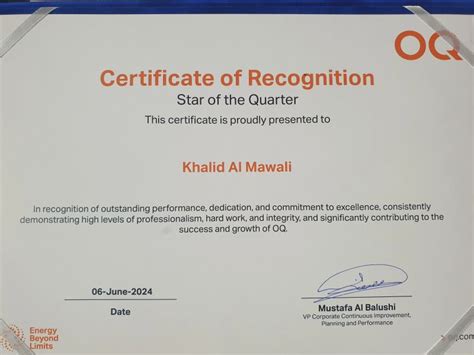 Khalid Al Mawali on LinkedIn: I am deeply honored and humbled to receive this Certificate of ...