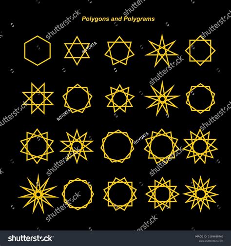 Polygons Polygrams Sacred Geometry Vector Set Stock Vector Royalty
