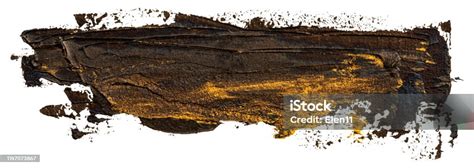 황금 반점 오일 질감 손 페인트 얼룩 브러시 스트로크 흰색 배경 Eps10 벡터 일러스트 레이 션에 고립 된 블랙 0명에 대한 스톡 벡터 아트 및 기타 이미지 Istock