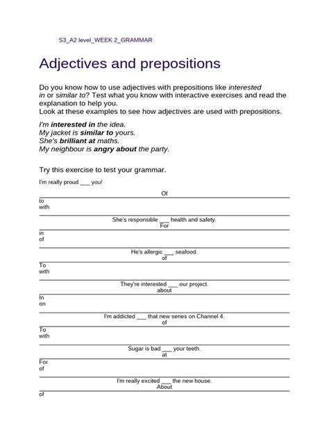 S3a2 Levelweek 2grammar Pdf Preposition And Postposition Adjective