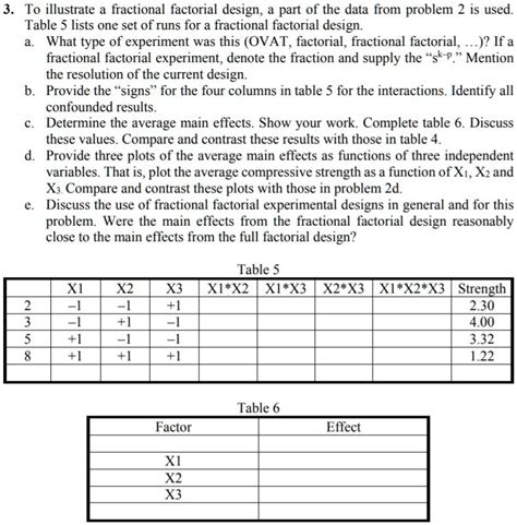 Solved 3 To Illustrate A Fractional Factorial Design A Part Of The Data From Problem 2 Is