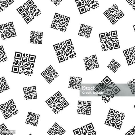 Qr Code Seamless Pattern Icons On White Background Stock Illustration