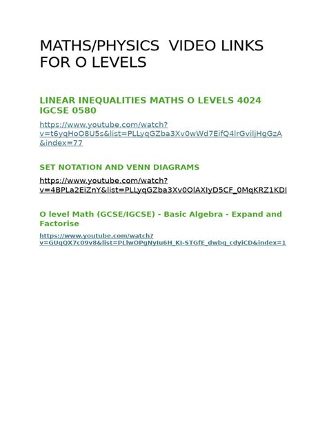 Linear Inequalities Maths O Levels 4024 Igcse 0580 Pdf